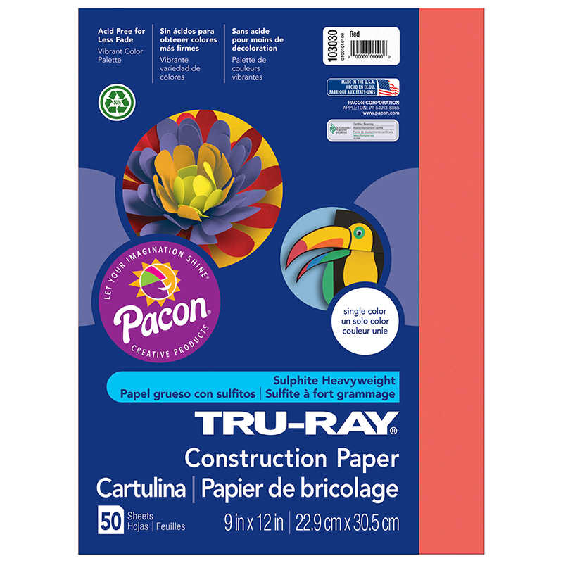 TeachersParadise - Tru-Ray® Construction Paper, Red, 9" x 12", 50 ...