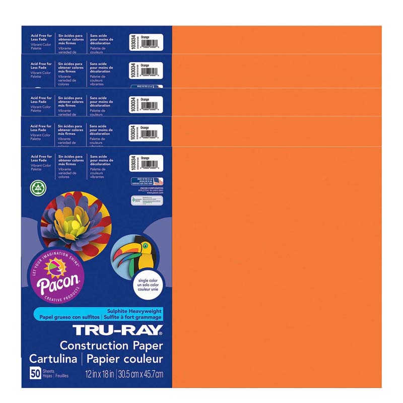 TeachersParadise - Tru-Ray® Construction Paper, Orange, 12" x 18", 50 ...