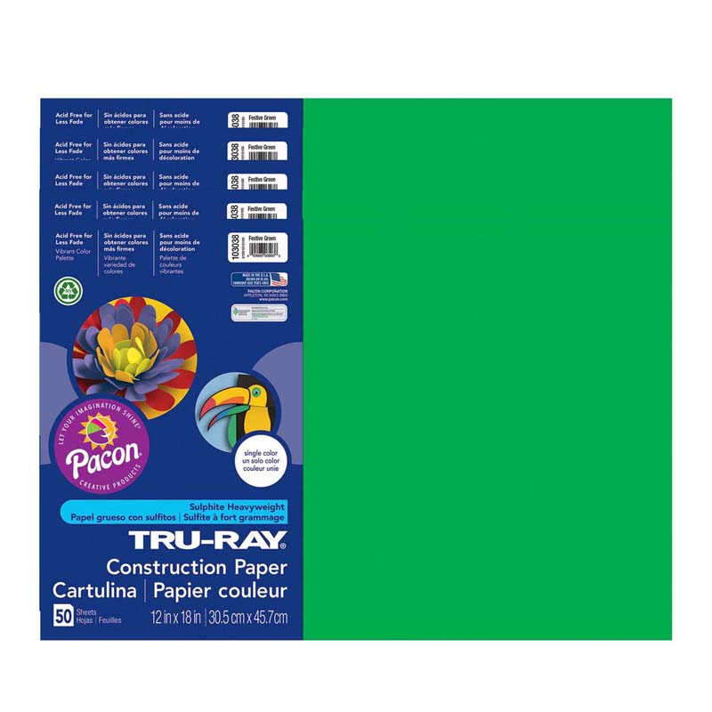 TeachersParadise - Tru-Ray® Construction Paper, Festive Green, 12" x 18 ...