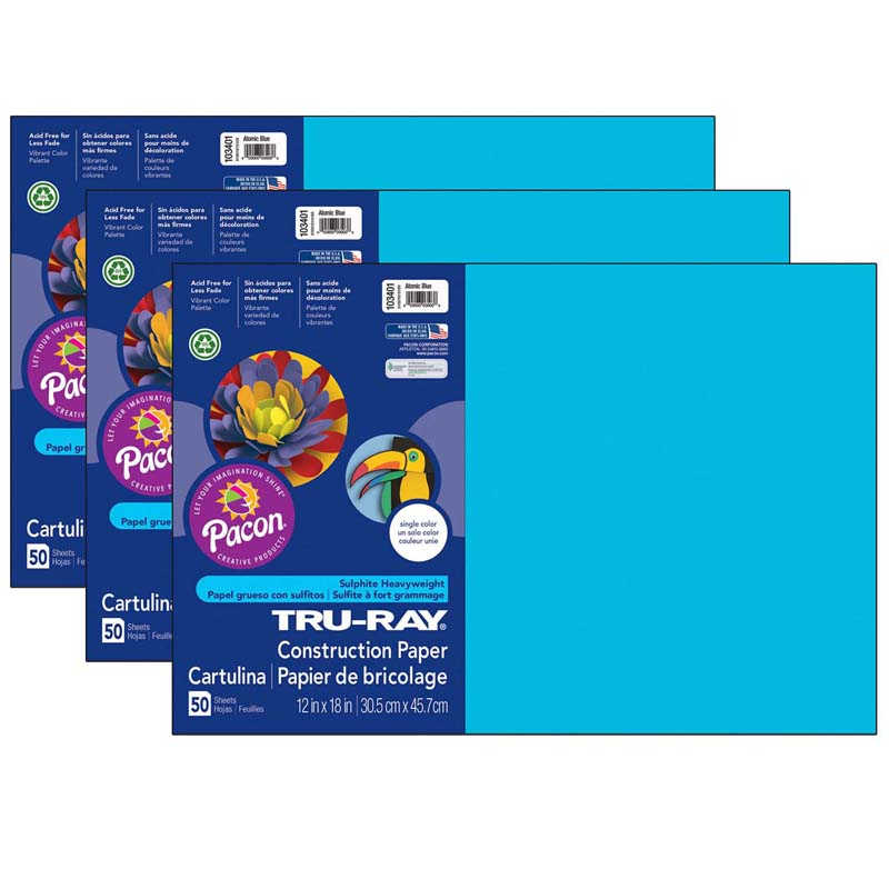 TeachersParadise - Tru-Ray® Construction Paper, Atomic Blue, 12" x 18 ...