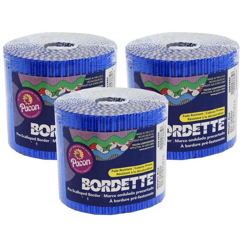 TeachersParadise - Bordette® Decorative Border, Metallic, Blue, 2-1/4 ...