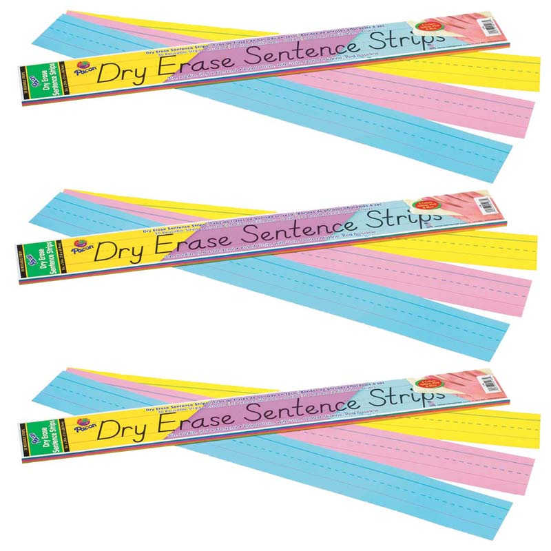 TeachersParadise - Pacon® Dry Erase Sentence Strips, 3 Assorted Colors ...