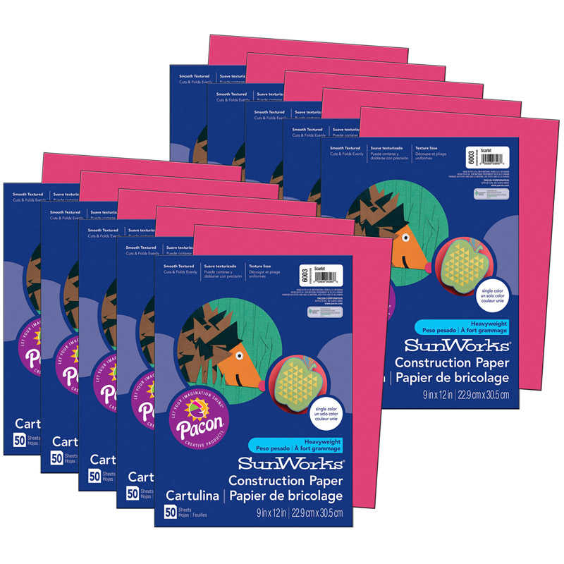 TeachersParadise - SunWorks® Construction Paper, Scarlet, 9" x 12", 50 ...