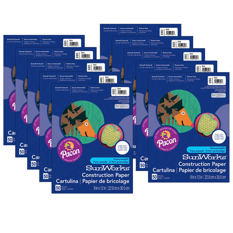 TeachersParadise - SunWorks® Construction Paper, Black, 9" x 12", 50 ...