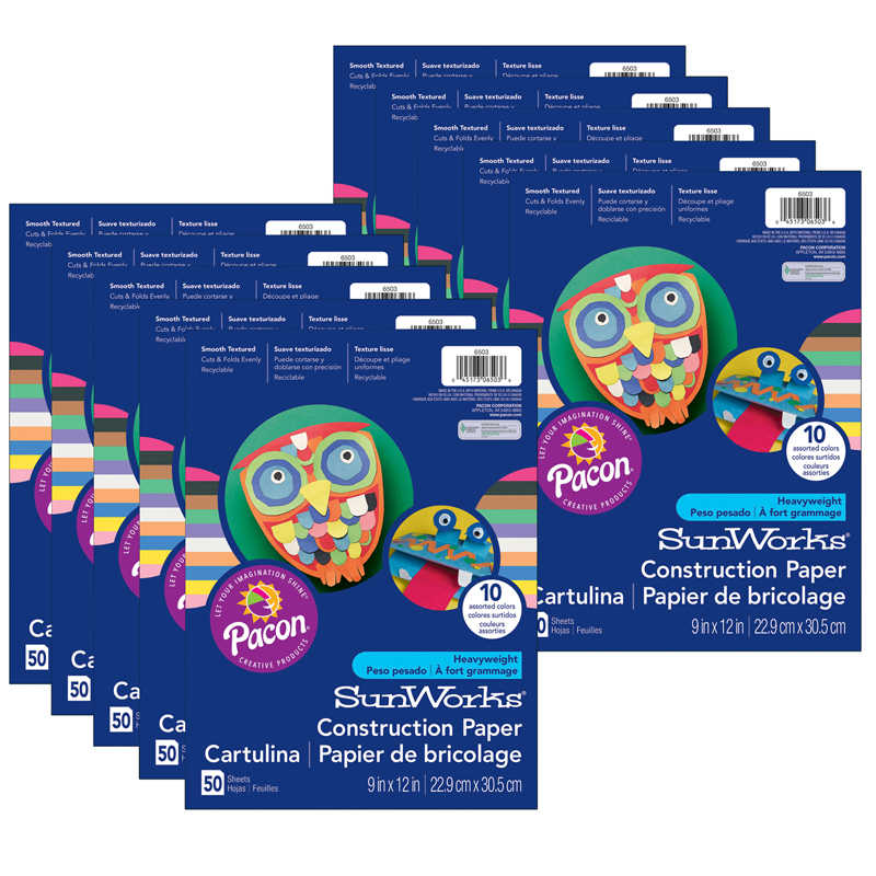 TeachersParadise - SunWorks® Construction Paper, 10 Assorted Colors, 9 ...