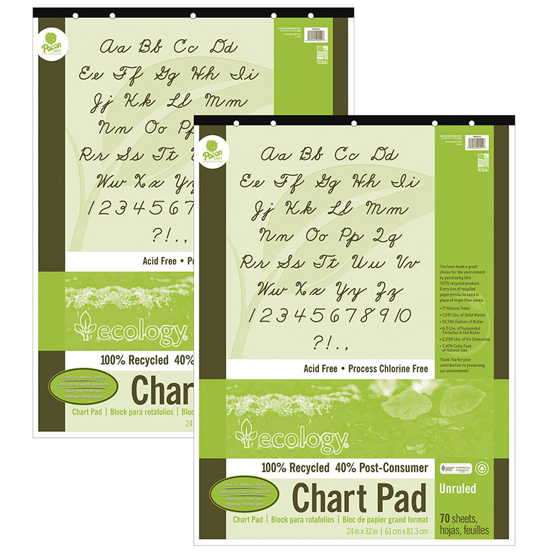 TeachersParadise - Ecology® Recycled Chart Pad, Unruled Cover, Unruled ...