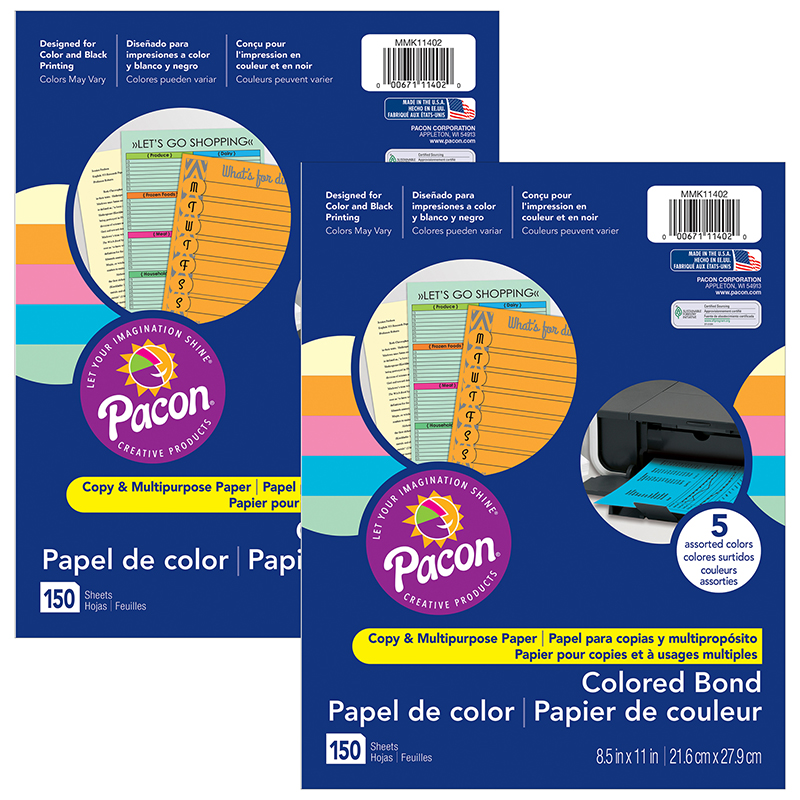 TeachersParadise - Pacon® Multi-Purpose Paper, 5 Assorted Colors, 8-1/2 ...