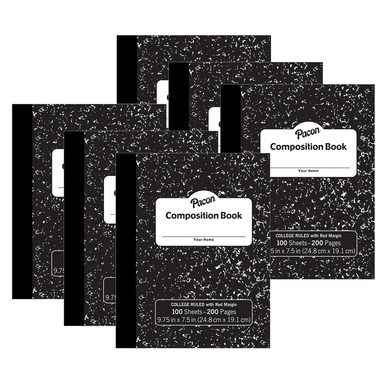 TeachersParadise - Pacon® Composition Book, Black Marble, 9/32" Ruled w ...