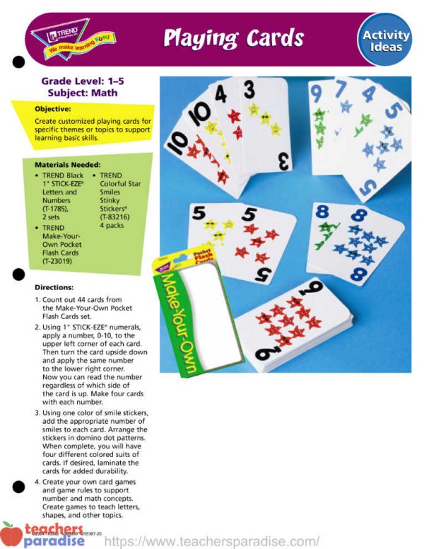 Math Playing Cards for Grades 1-5 by TREND enterprises - TeachersParadise