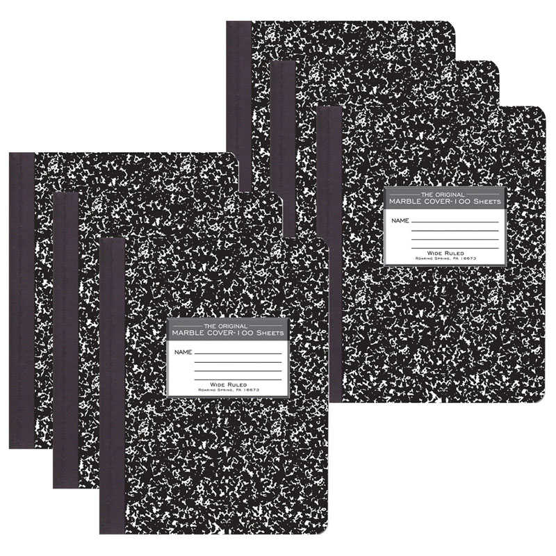TeachersParadise - Roaring Spring Marble Composition Book, Black, Pack ...