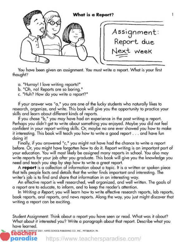 Report Writing For Grade 4 8 By Hayes School Publishing H L025R