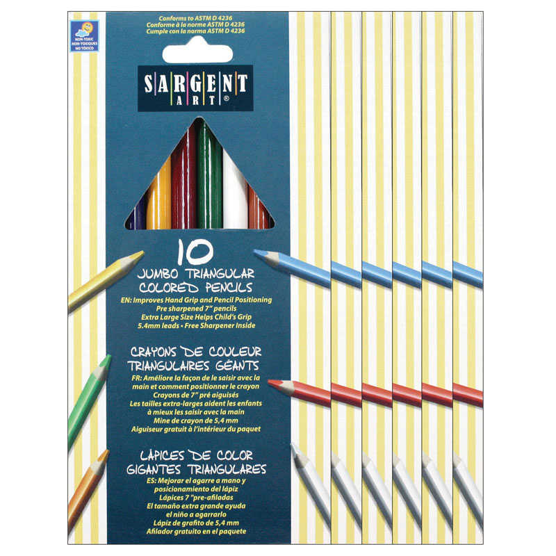 TeachersParadise - Sargent Art® Jumbo Triangle Colored Pencils, 6mm, 10 ...