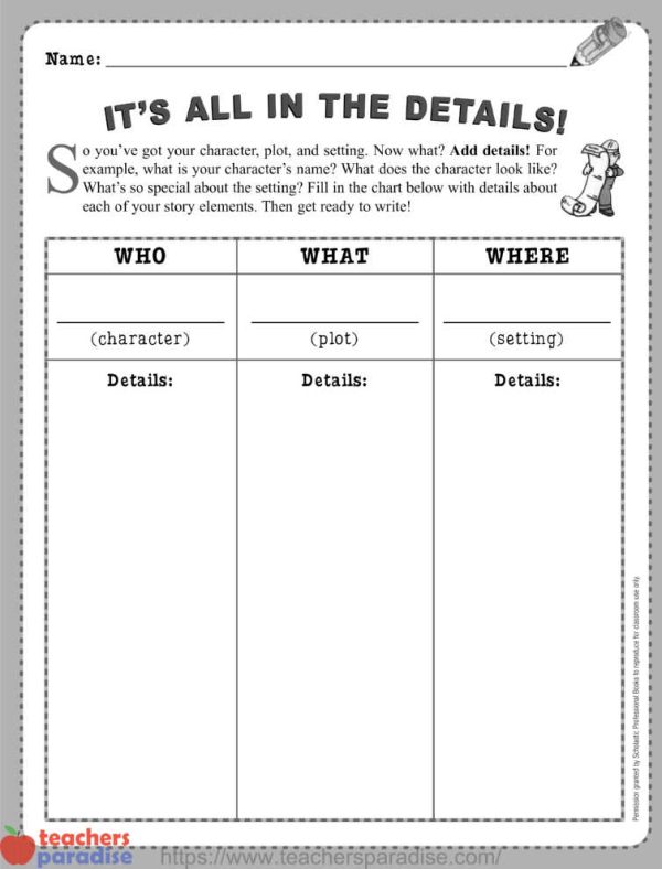 SPIN-A-STORY Writing Prompts Chart - Teaching Guide by Scholastic SC ...
