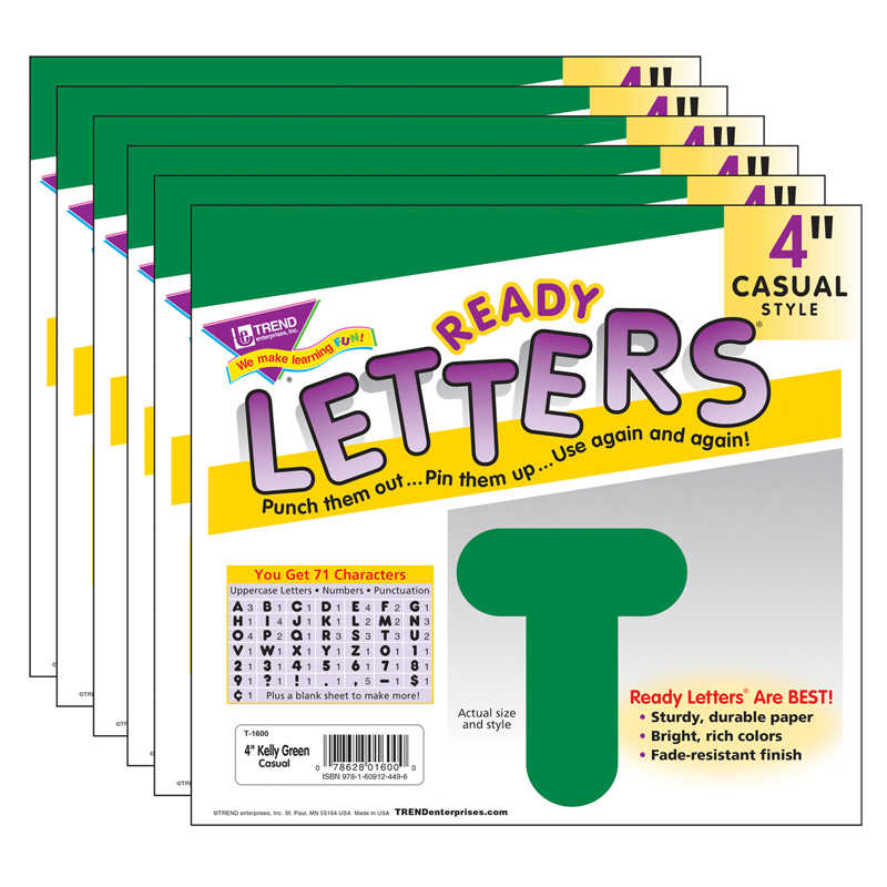 TeachersParadise - TREND Kelly Green 4" Casual Uppercase Ready Letters ...