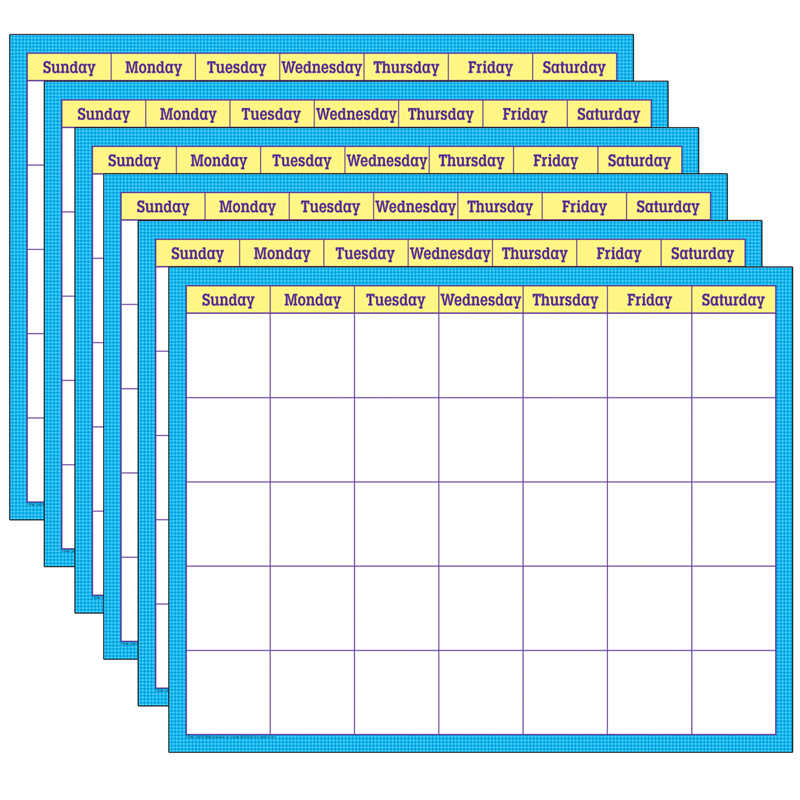 TeachersParadise - TREND Blue Check Wipe-Off® Calendar, Monthly, 17" x ...