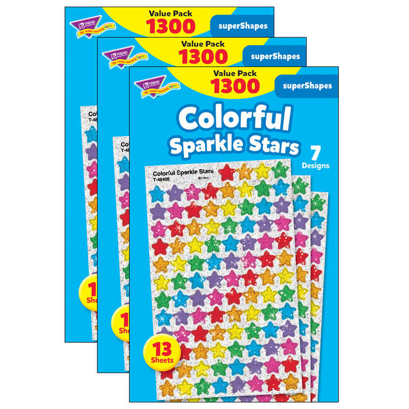 TeachersParadise - TREND Colorful Sparkle Stars superShapes Value Pack ...