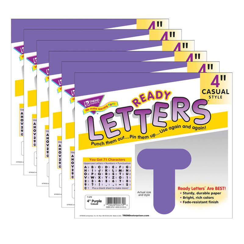 TeachersParadise - TREND Purple 4" Casual Uppercase Ready Letters®, 6 ...