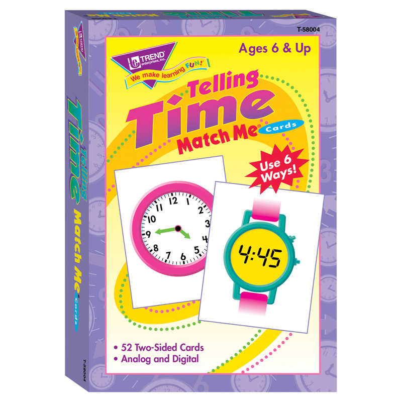 TeachersParadise - TREND Telling Time Match Me® Cards, 6 Sets - T-58004-6