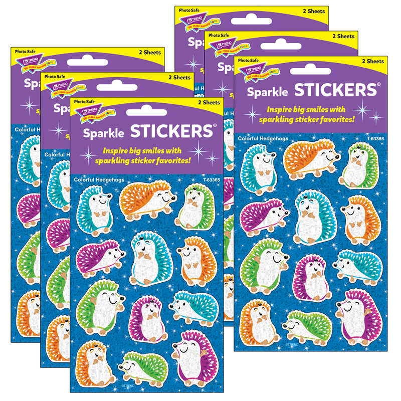 TeachersParadise - TREND Colorful Hedgehogs Sparkle Stickers®, 24 Per ...