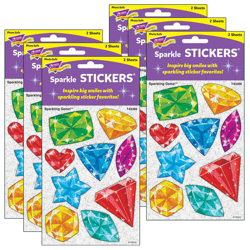 TeachersParadise - TREND Sparkling Gemz!™ Large Sparkle Stickers®, 18 ...
