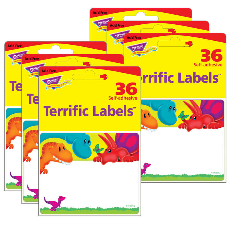 TeachersParadise - TREND Dino-Mite Pals® Terrific Labels™, 36 Per Pack ...