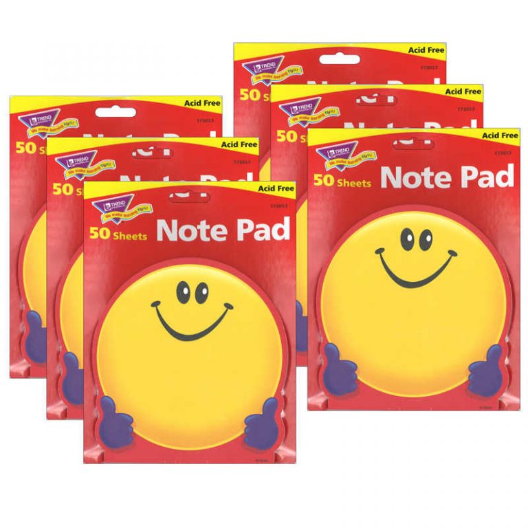 TeachersParadise - TREND Smiley Face Note Pad-Shaped, 50 Sheets Per Pad ...