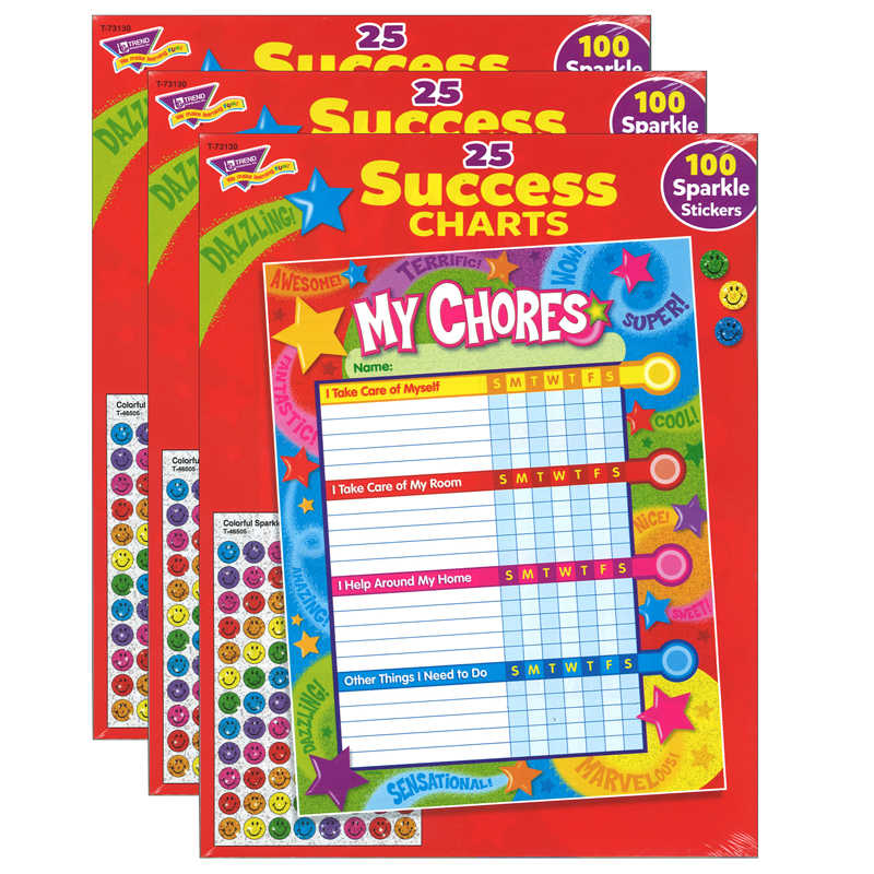 TeachersParadise - TREND Praise Words 'n Stars Chore Charts, 25 Sheets ...