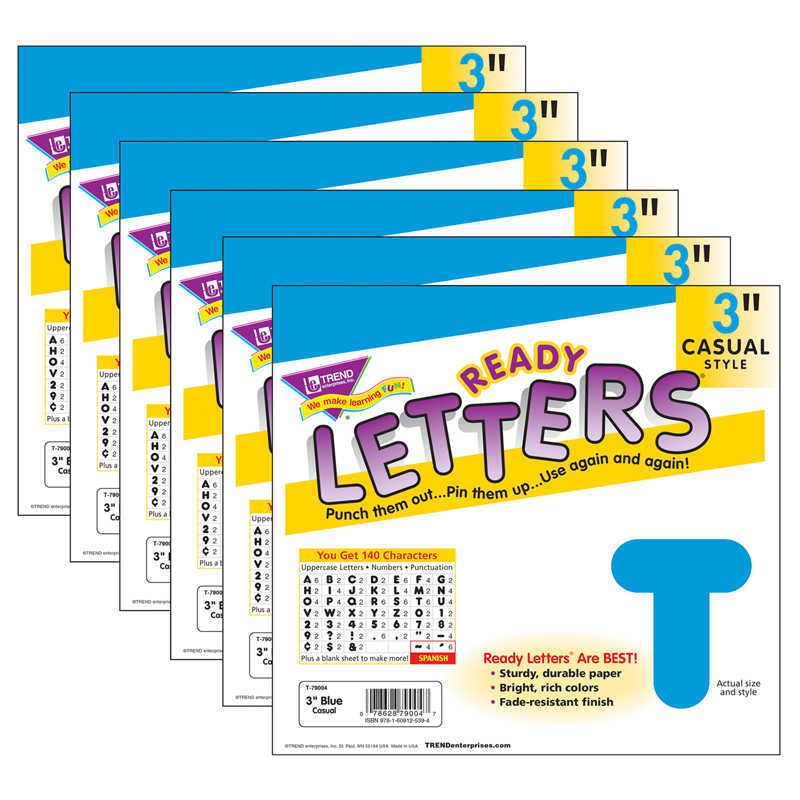 TeachersParadise - TREND Blue 3" Casual Uppercase Ready Letters®, 6 ...