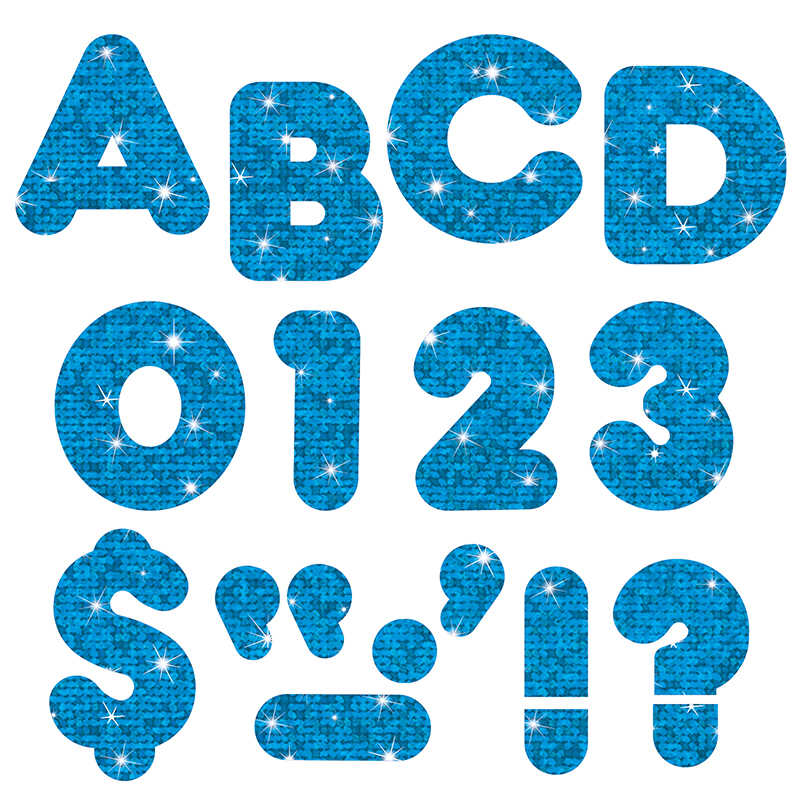 TeachersParadise - TREND Blue Sparkle 3" Casual UC Ready Letters® - T-79010