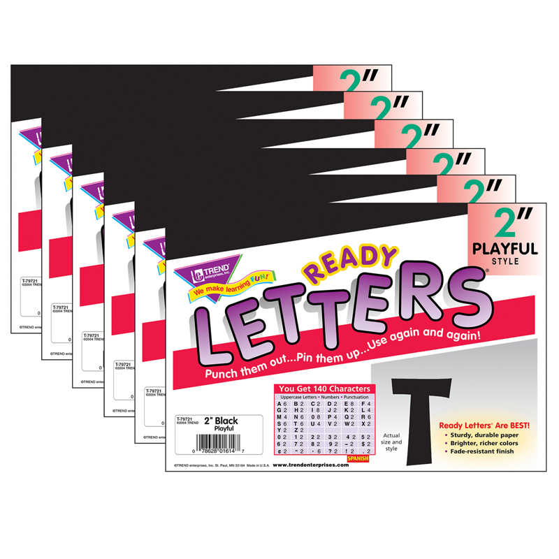 TeachersParadise - TREND Black 2" Playful Uppercase Ready Letters®, 6 ...