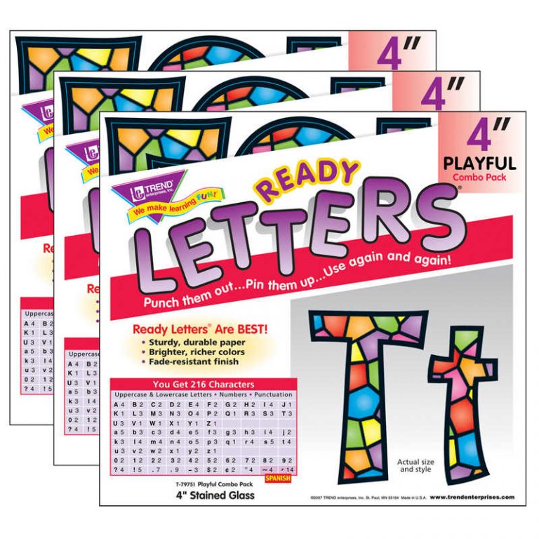 TeachersParadise - TREND Stained Glass 4" Playful Combo Ready Letters ...