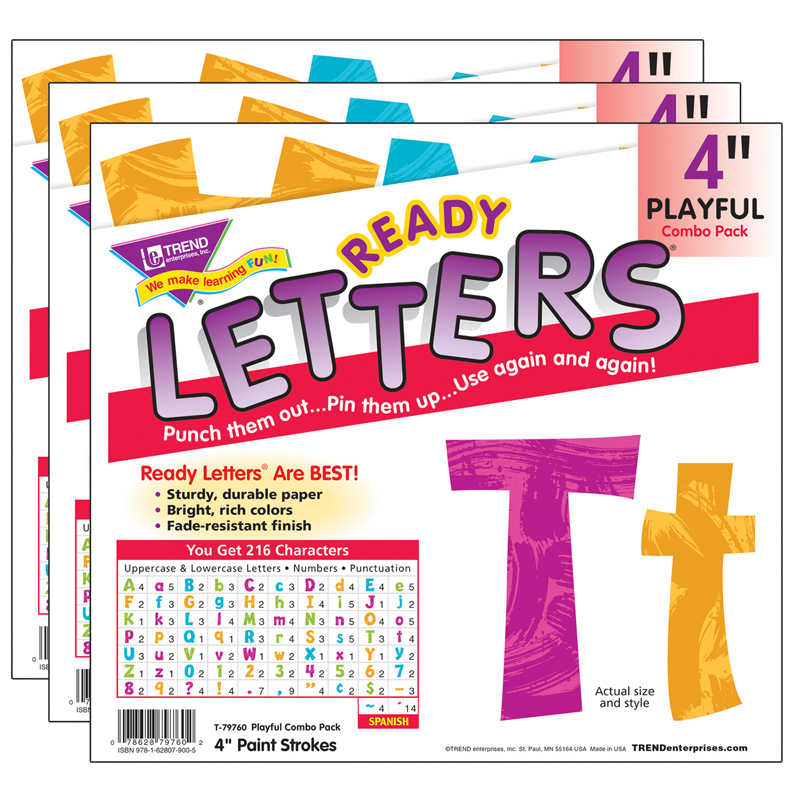 TeachersParadise - TREND Paint Strokes 4" Playful Combo Ready Letters ...