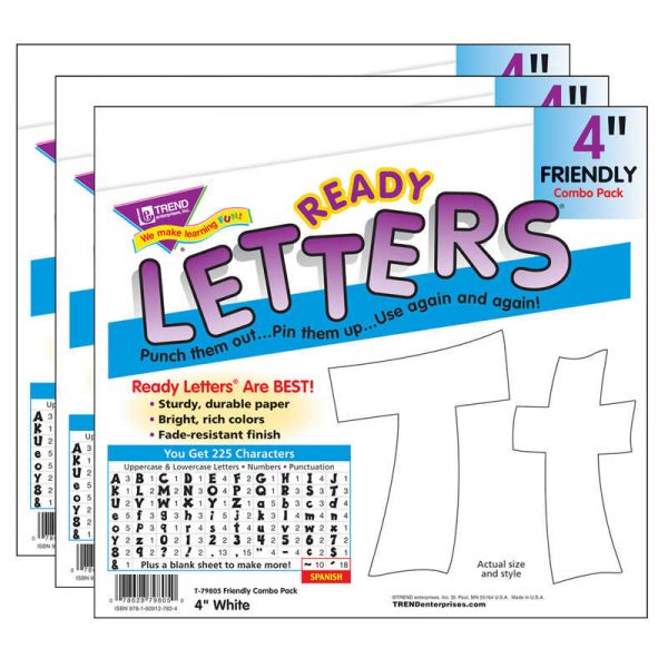 TeachersParadise - TREND White 4" Friendly Combo Ready Letters®, 3 ...