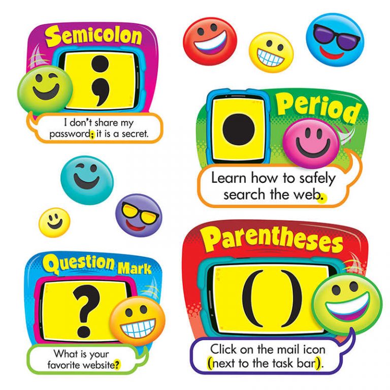 TeachersParadise - TREND Emoji Punctuation Bulletin Board Set - T-8289