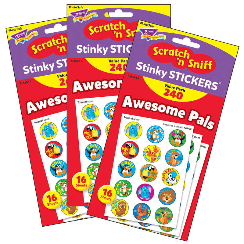 TeachersParadise - TREND Awesome Pals Stinky Stickers® Value Pack, 240 ...