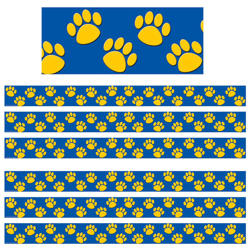 Blue Paw Print Border