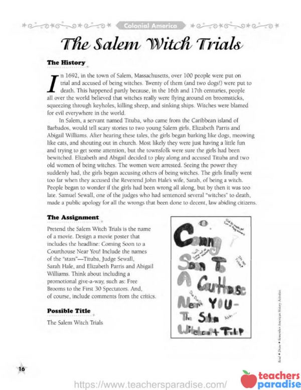 The Salem Witch Trials Classroom Activities by Scholastic SC-0439385199 ...