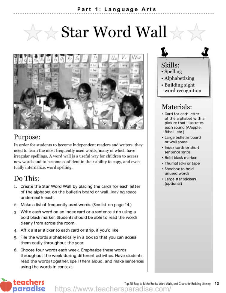 Top 25 Easy to Make Books Word Walls And Charts For Building Literacy