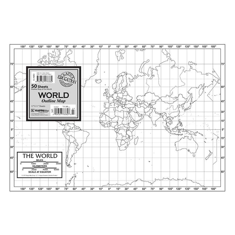 TeachersParadise - Kappa Map Outline Map Study Pads, World - UNI16320